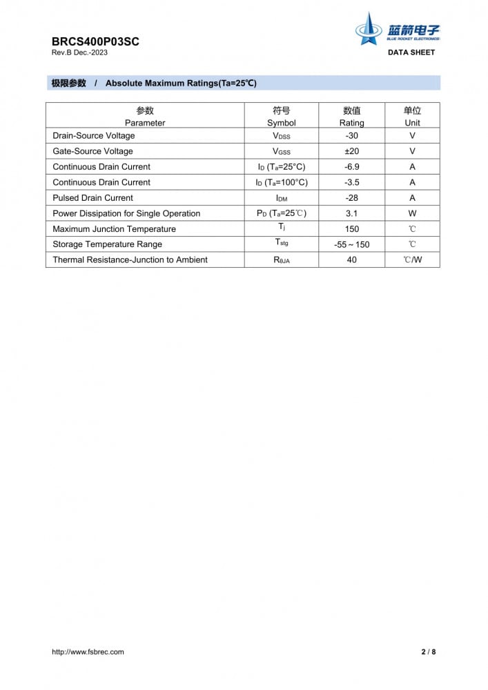 BRCS400P03SC datasheet page 2