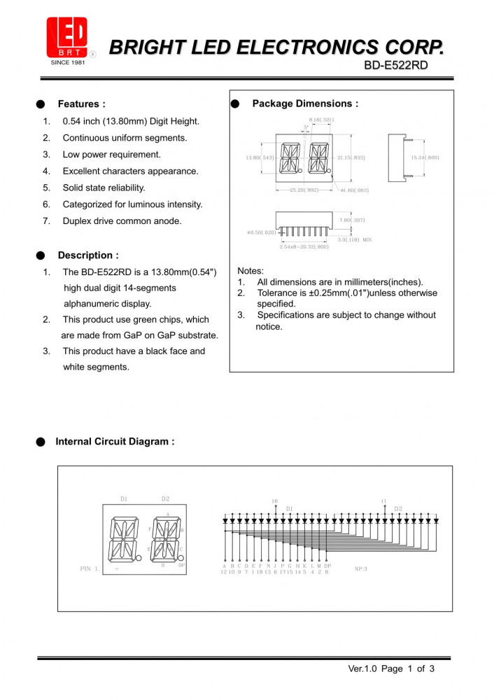 BD-E522RD technical document page 1