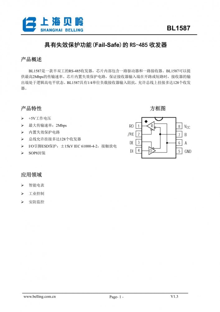 BL1587 datasheet page 1