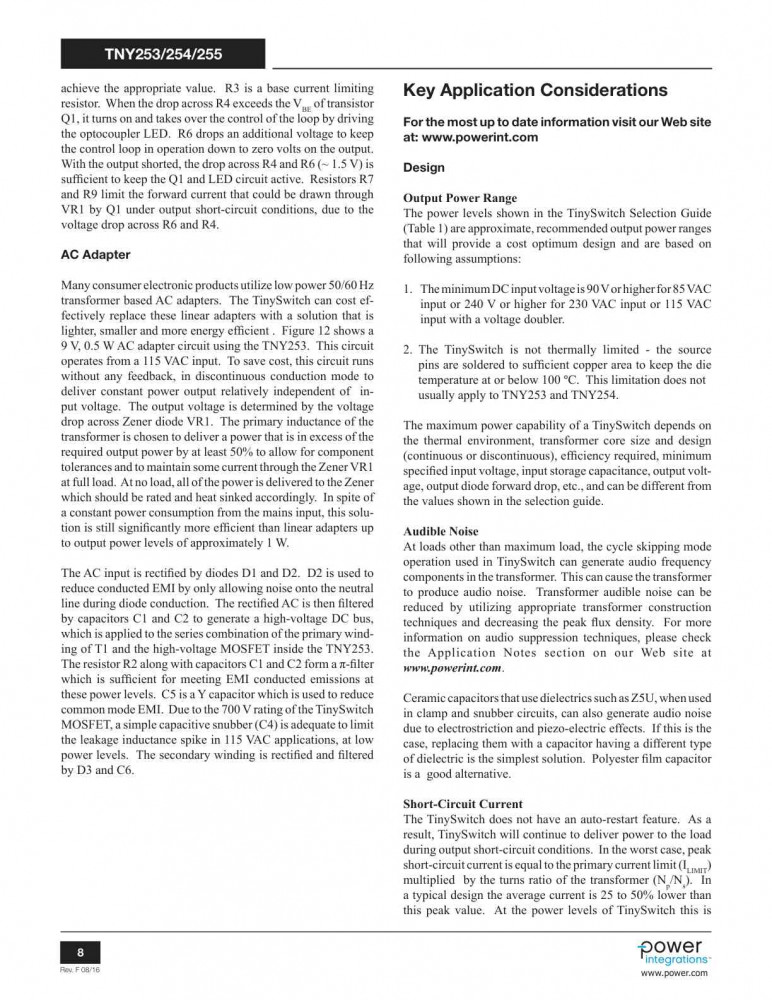 TNY255 datasheet page 8