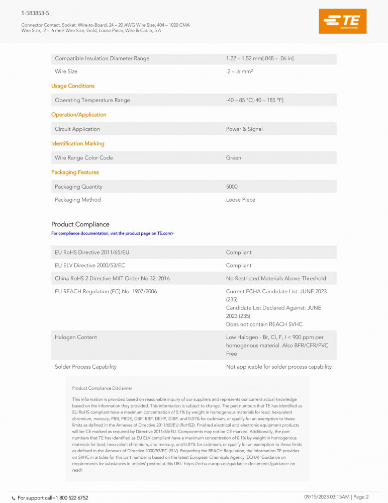 TE Connectivity 5-583853-5 technical document page 2