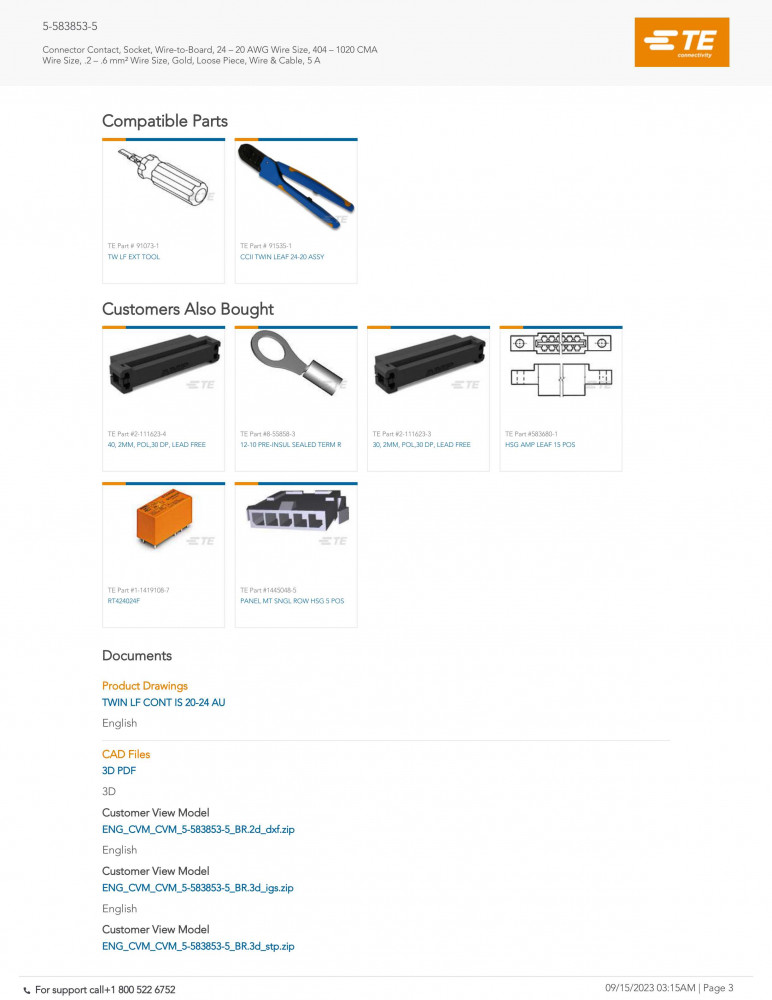 TE Connectivity 5-583853-5 technical document page 3