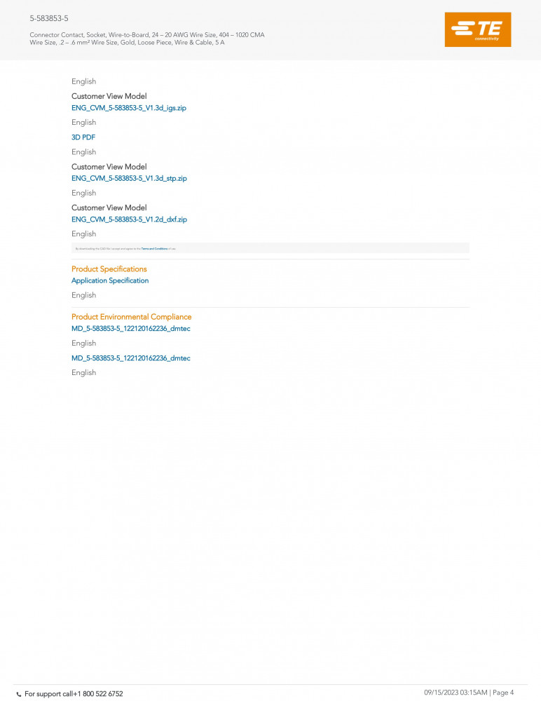 TE Connectivity 5-583853-5 technical document page 4