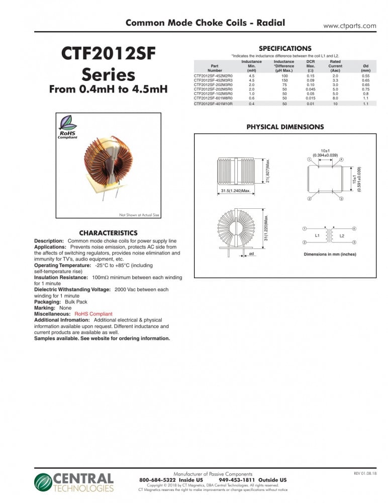Central CTF2012SF series technical document preview