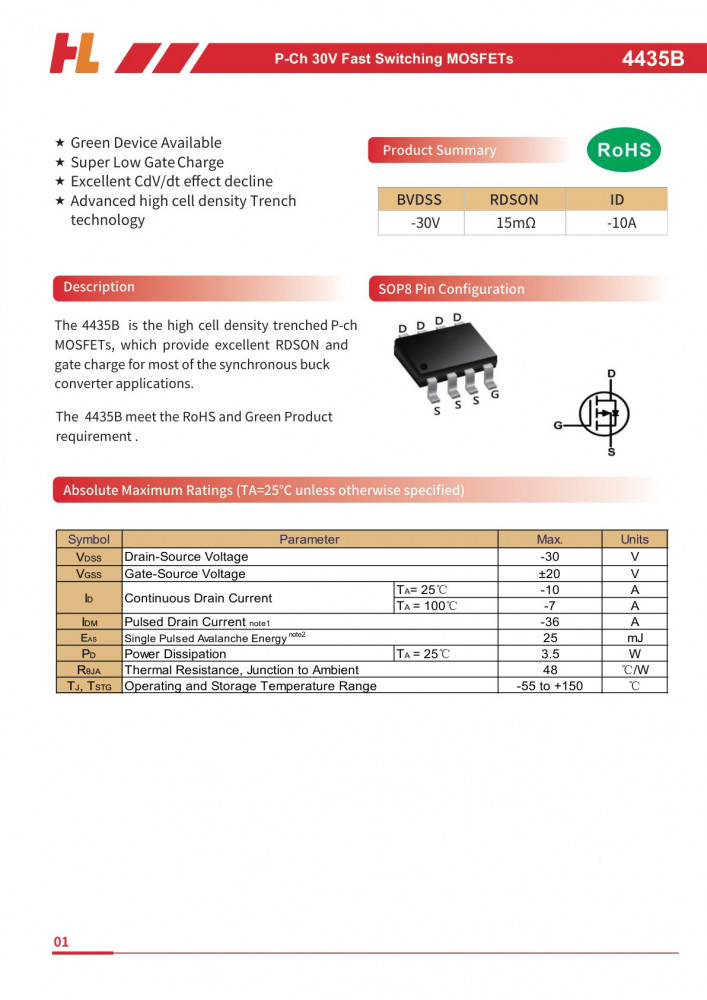 HL 4435B datasheet page 1