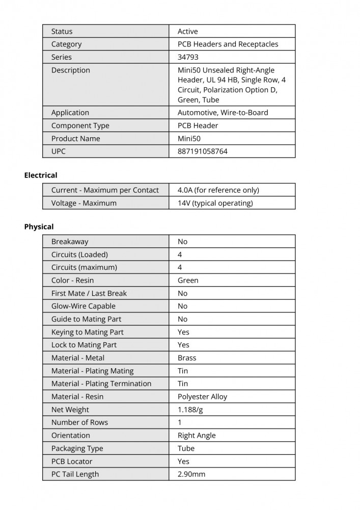 Technical document image 2 for MOLEX 347939043