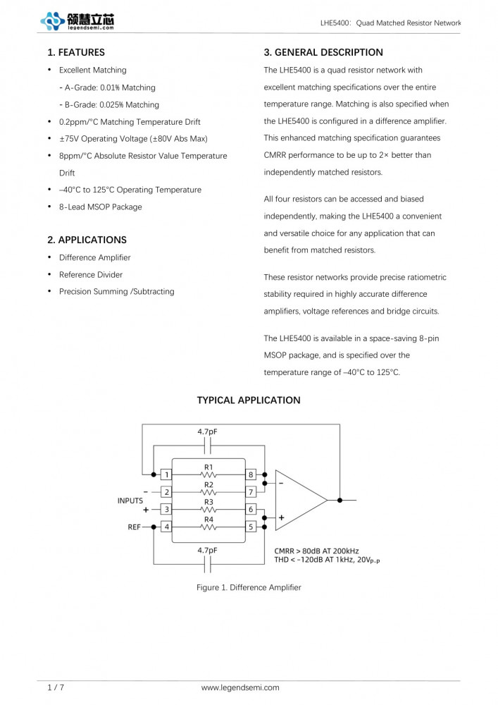 LHE5400 datasheet page 1