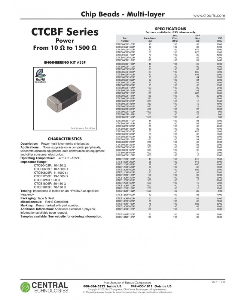 Central CTCBF Series technical document page 1
