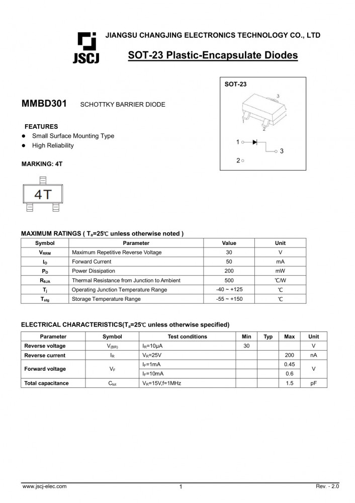 MMBD301 datasheet page 1
