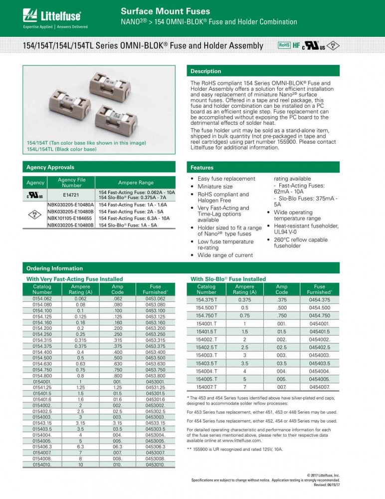 Littelfuse 01550900M datasheet page 1