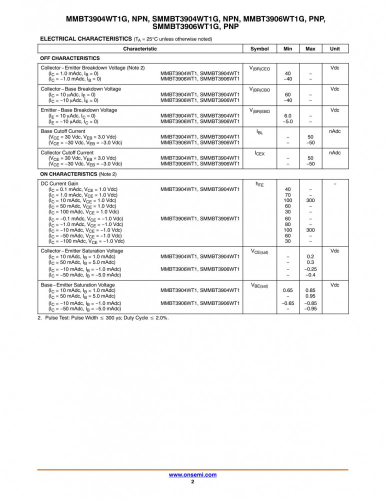 MMBT3904WT1G datasheet page 2