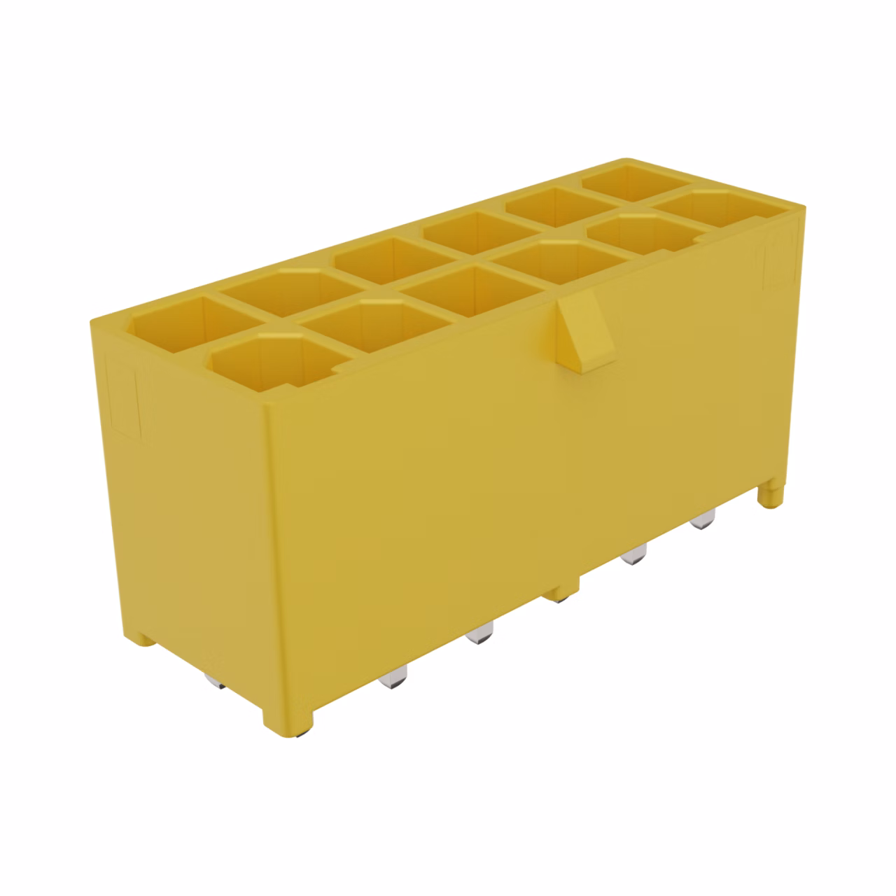 Mega-Fit Slim ColorLock Vertical Header without Crush Pegs, 5.70mm Pitch, Through Hole, Dual Row, 12 Circuits, Matte Tin (Sn) Plating, 2.93mm Tail Length, Glow-Wire Capable, Tray, Yellow for sale