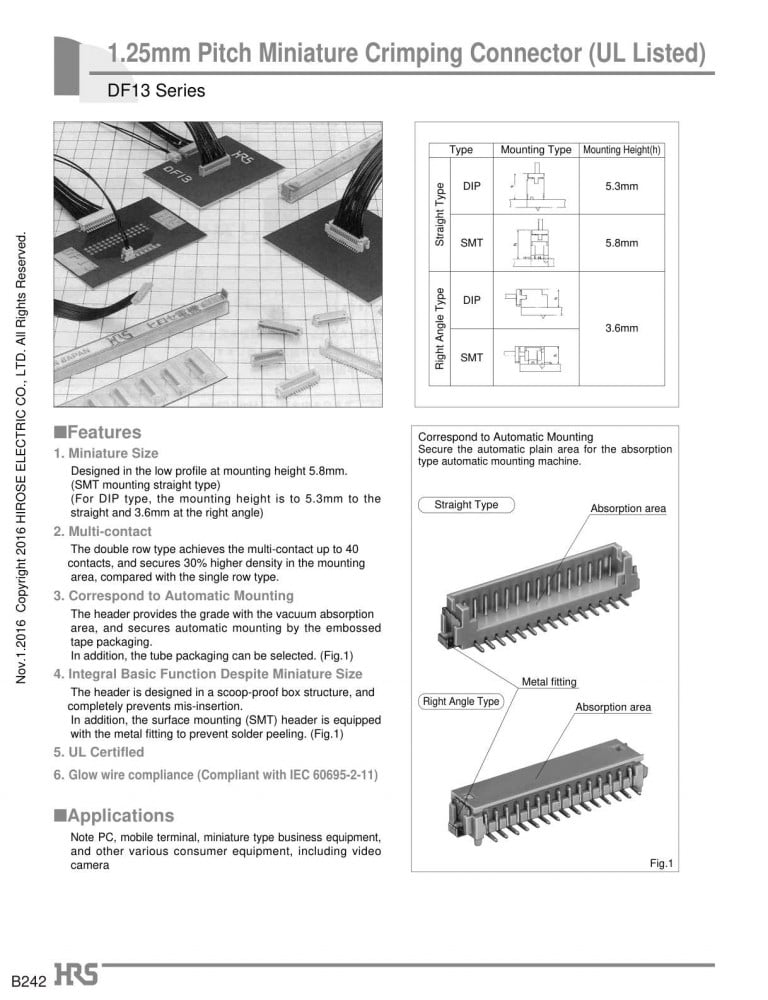 HRS DF13 datasheet page 1