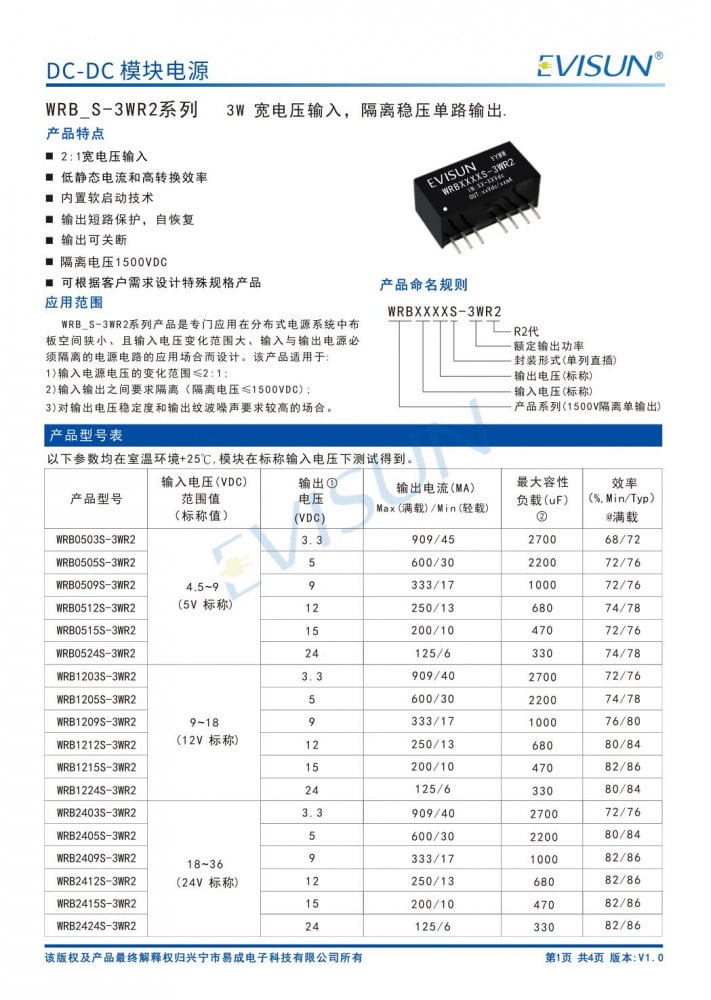 EVISUN WRB0503S-3WR2 datasheet page 1