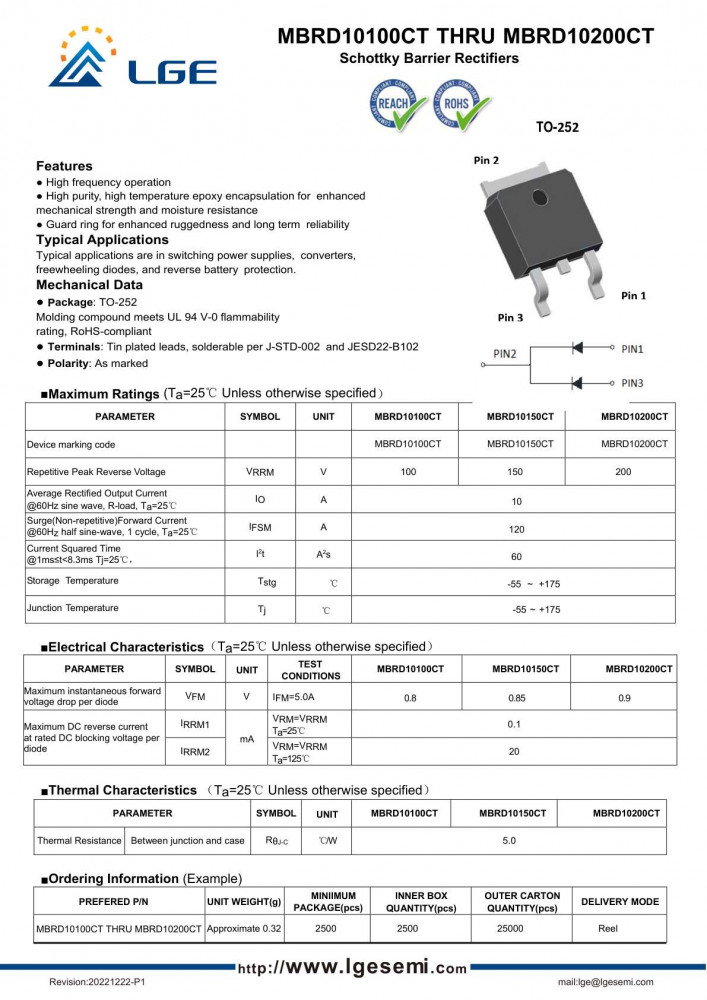 MBRD10200CT datasheet page 1