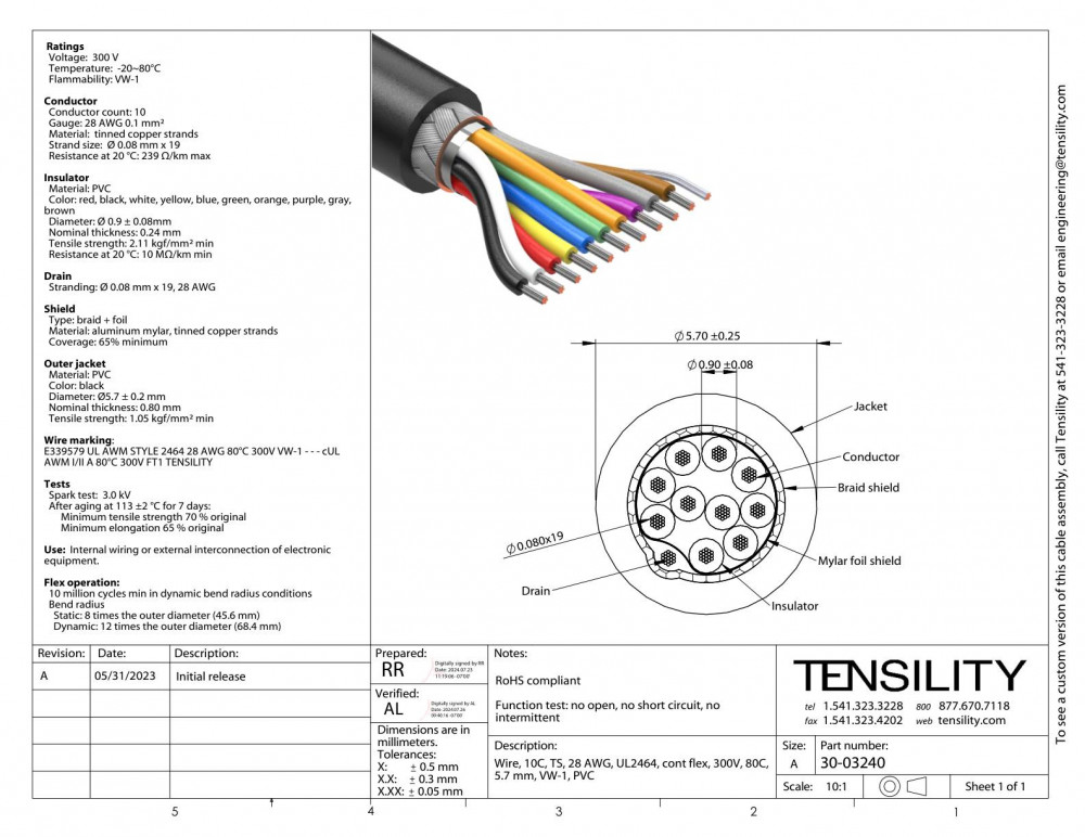 Tensility International 30-03240 technical drawing page