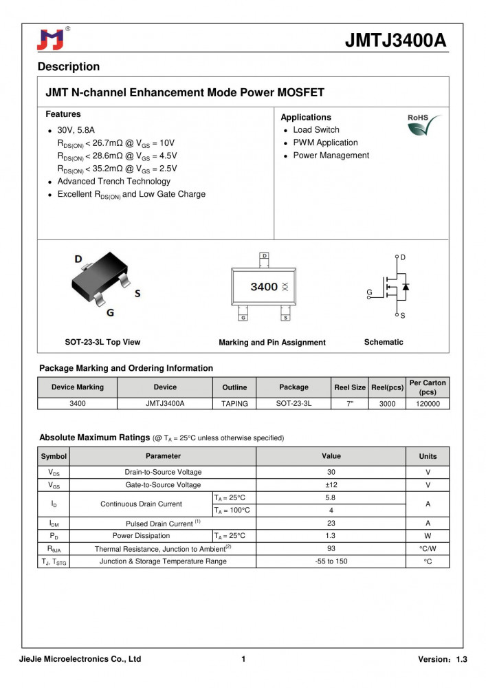 JMTJ3400A datasheet page 1