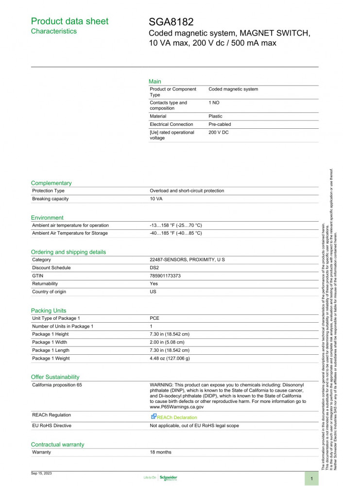 SGA8182 technical document page