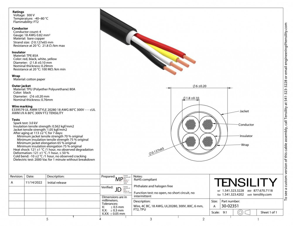 30-02351 cable specification document page