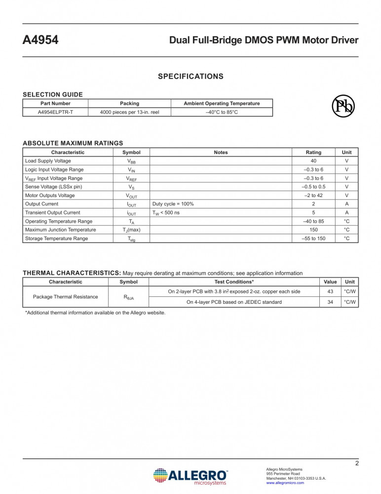 A4954 datasheet page 2