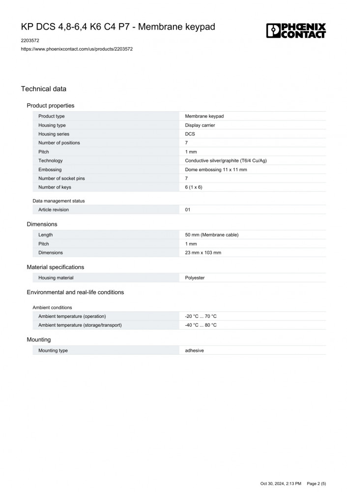 Phoenix Contact 2203572 technical document page 2