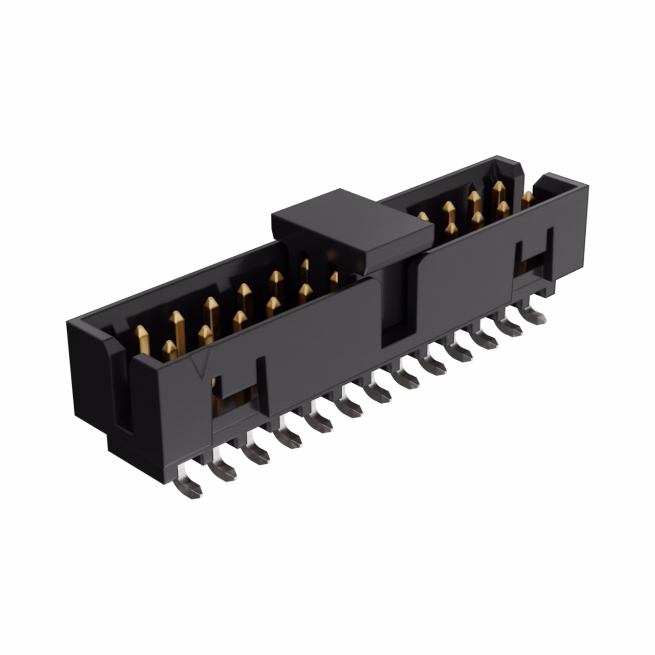 2.00mm Pitch, Milli-Grid PCB Header, Dual Row, Vertical, Surface Mount, Shrouded, 26 Circuits, 0.05µm Gold (Au) Plating, Dual Side Slots, Dual Friction Locks, Center Polarization, with Cap, Tape and Reel