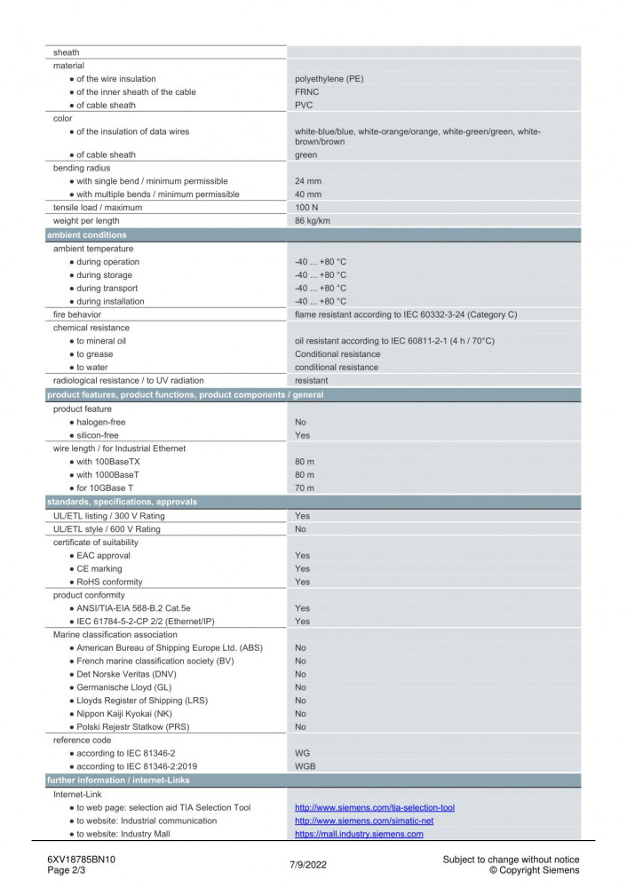 6XV18785BN10 technical document page 2