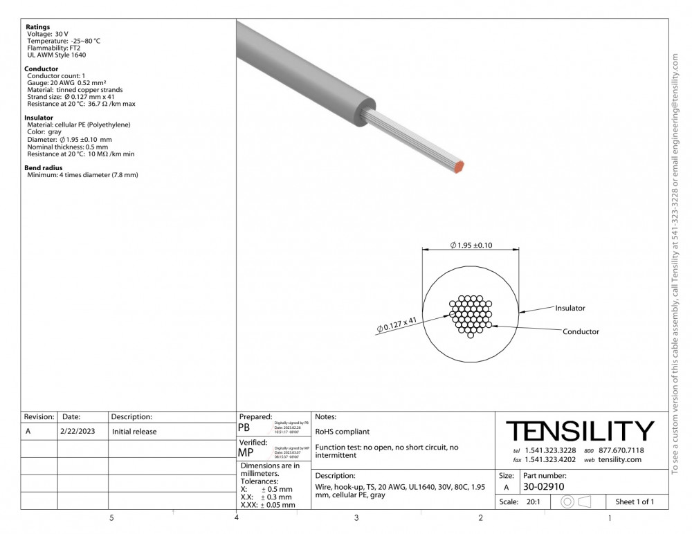 30-02910 Tensility International product drawing