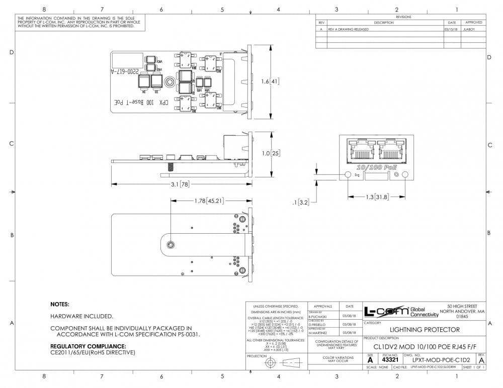 L-com LPXT-MOD-POE-C1D2 technical document page