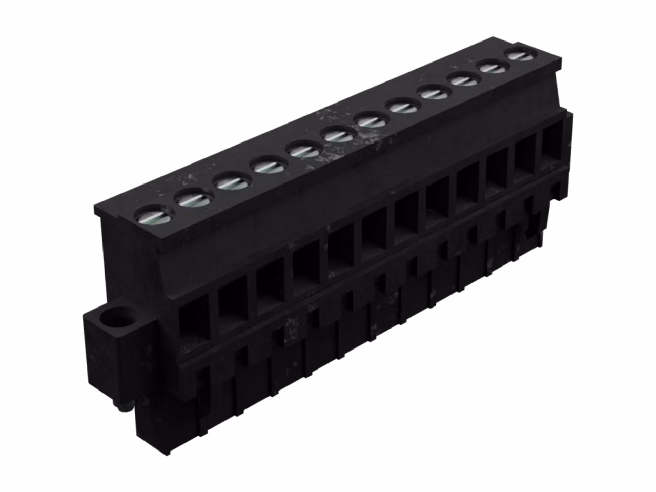 5.00mm Pitch Eurostyle Vertical Plug, with Retention Screws and Standard Imprinting, Front Wire Entry, Gold (Au) Plated, Black, 12 Circuits for sale