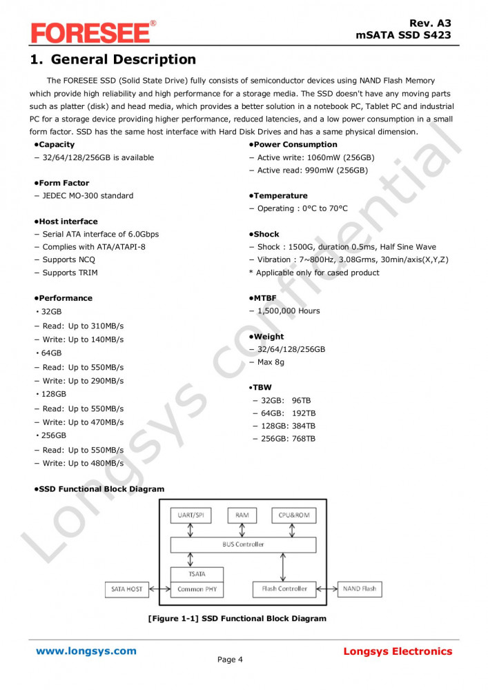 FORESEE S423 datasheet page 4