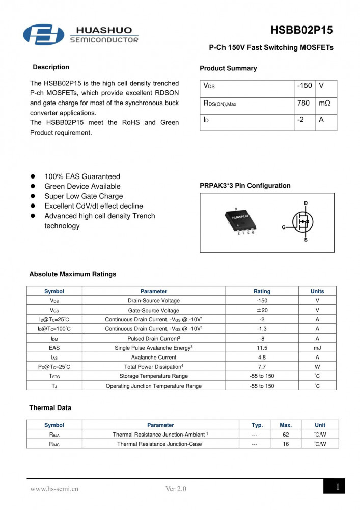 HSBB02P15 datasheet page 1