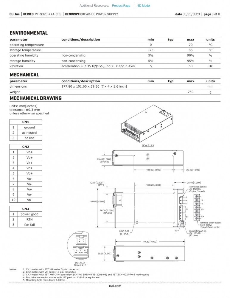 CUI VF-S320-24A-CFS datasheet page 3