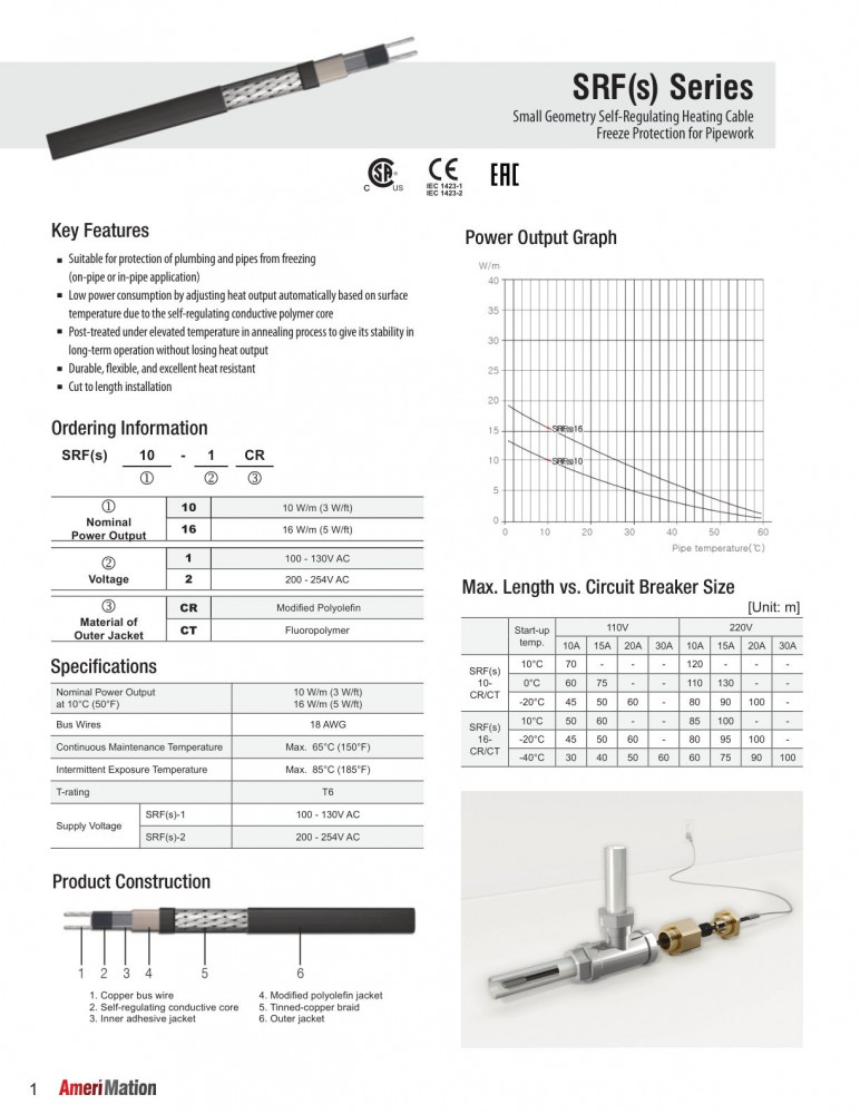 AMERI MATION SRF(s) Series product document page