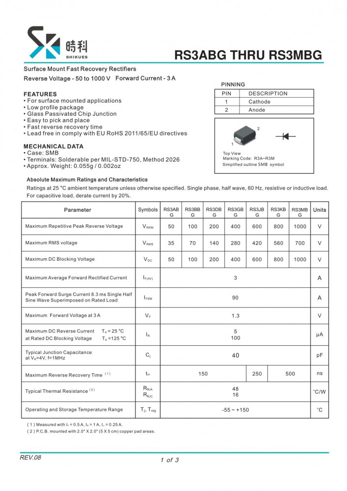 RS3ABG datasheet page 1