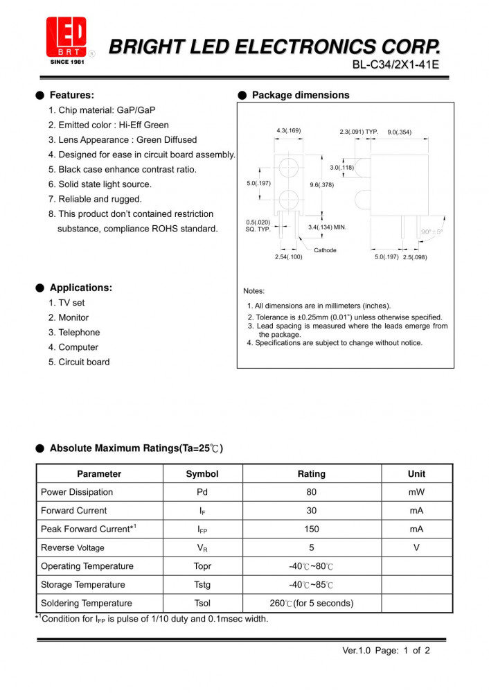 BL-C34-2X1-41E datasheet page 1