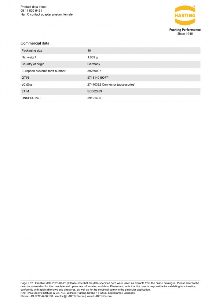 Technical document page 2 for product 09140006491