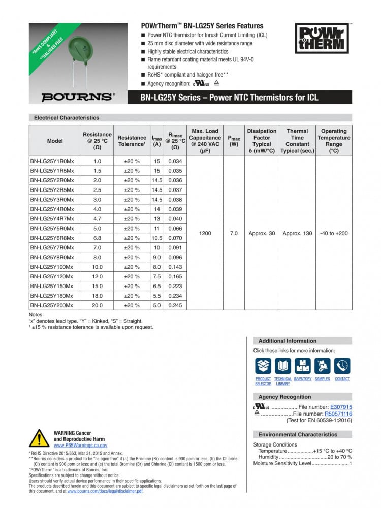 BN-LG25Y series datasheet page 1