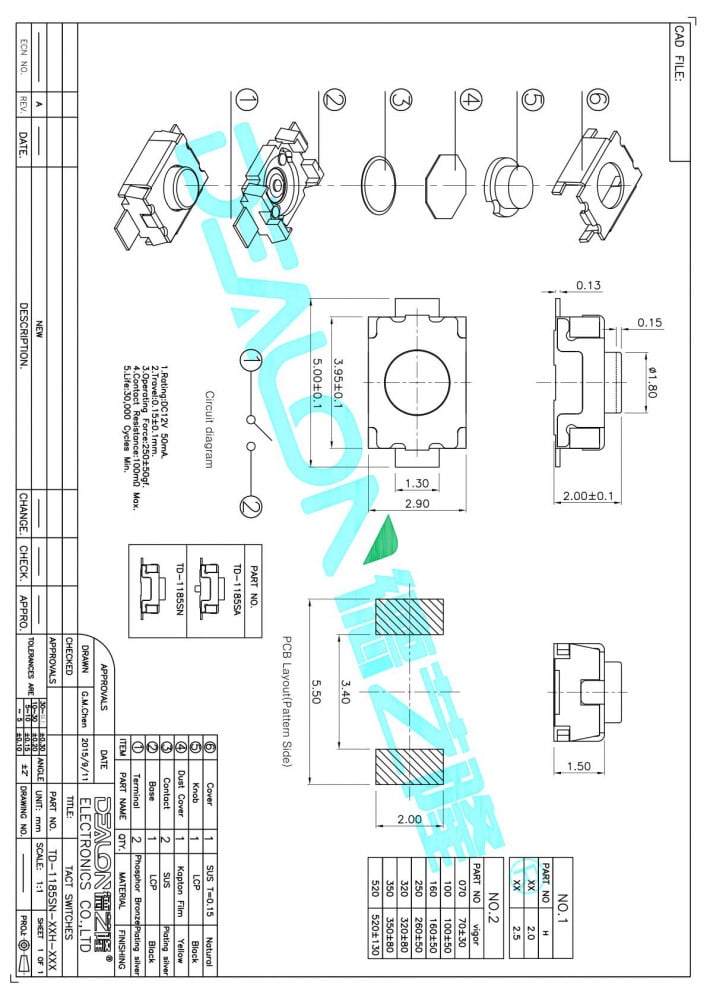 TD-1185SN-2.5H-250 technical document