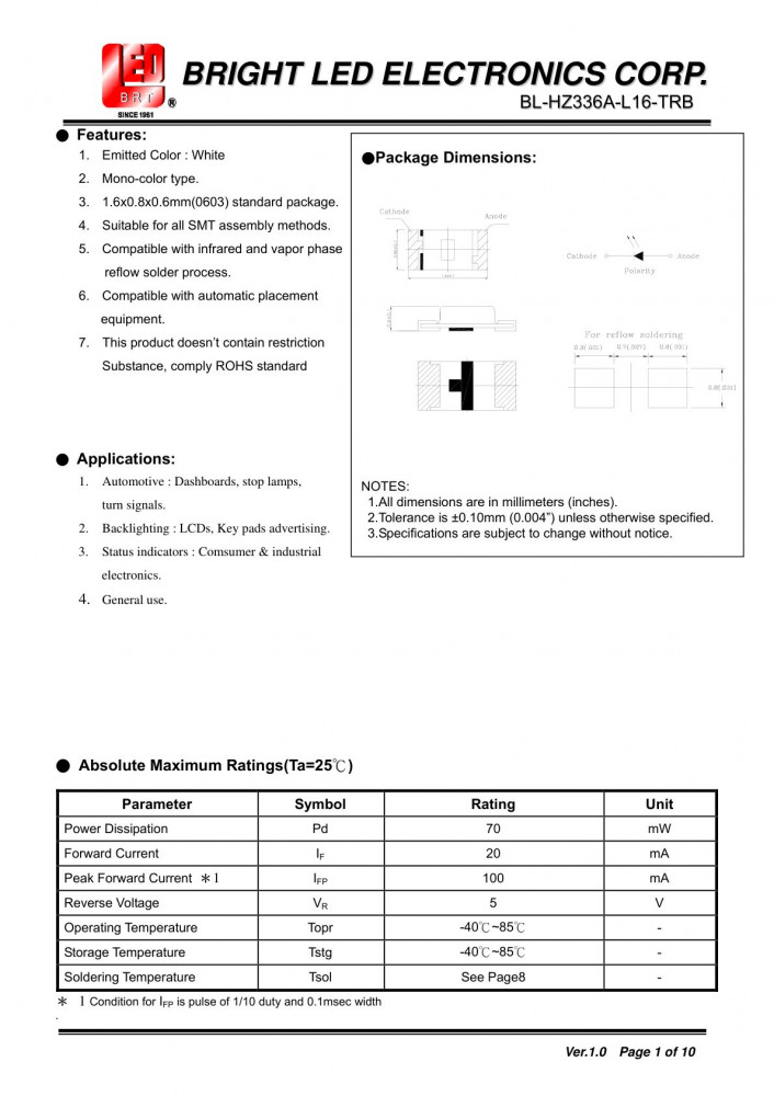 BL-HZ336A-L16-TRB datasheet page 1