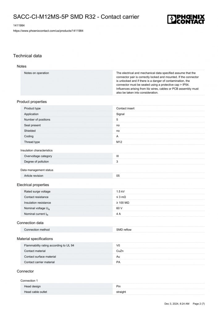 Phoenix Contact 1411984 technical document page 2