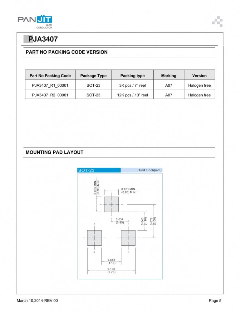 PJA3407 datasheet page 5