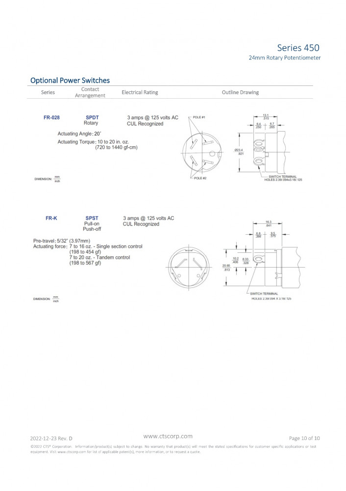 CTS Series 450 datasheet page 10