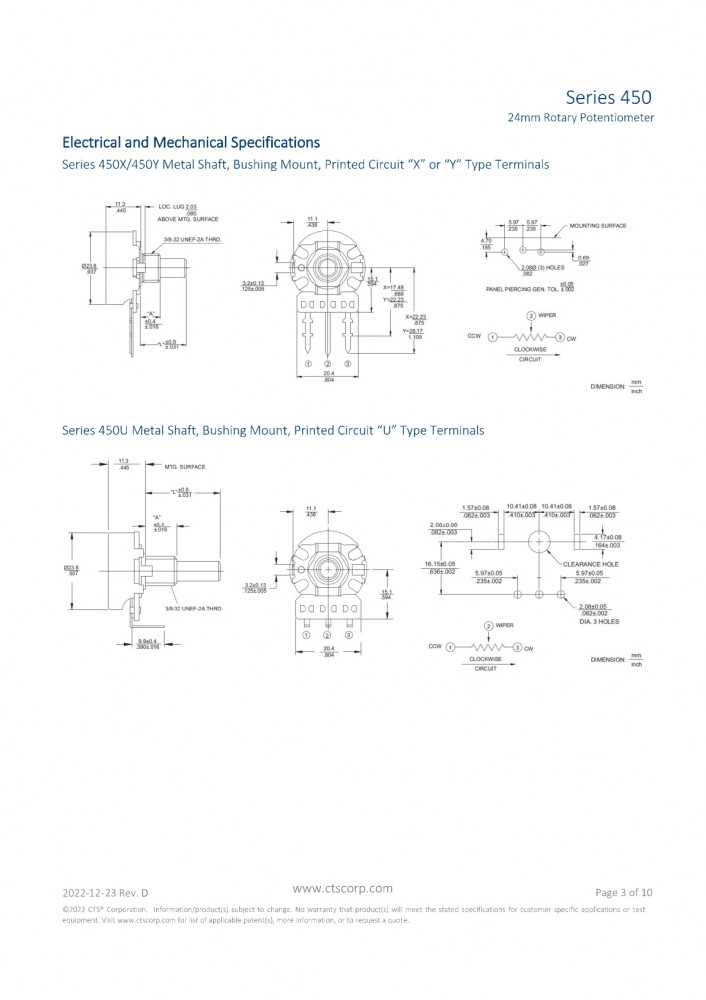 CTS Series 450 datasheet page 3