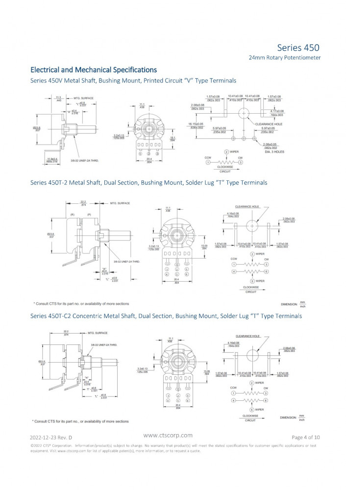 CTS Series 450 datasheet page 4