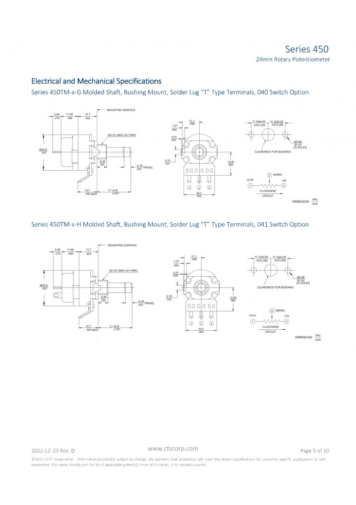 CTS Series 450 datasheet page 5