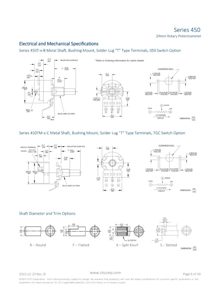 CTS Series 450 datasheet page 6