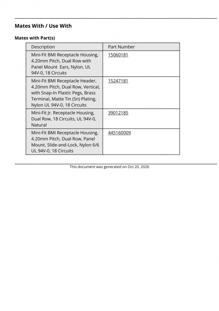 MOLEX Mini-Fit Plus HCS technical document page 4