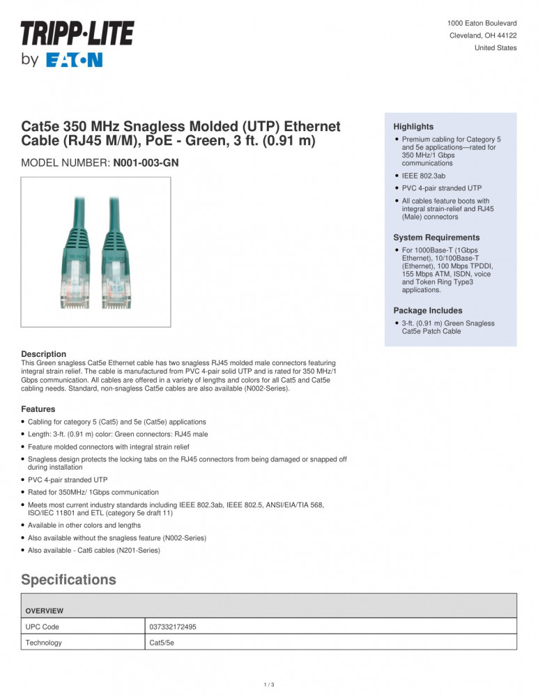 N001-003-GN technical document page 1