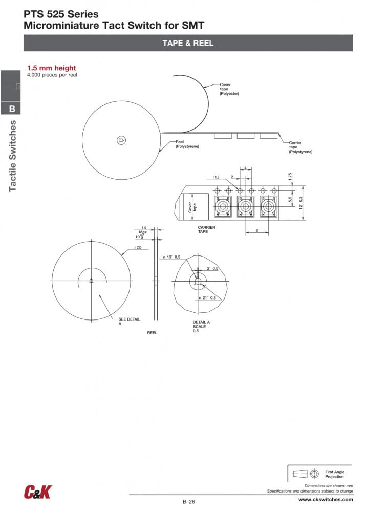 C&K PTS525 series technical document page 4